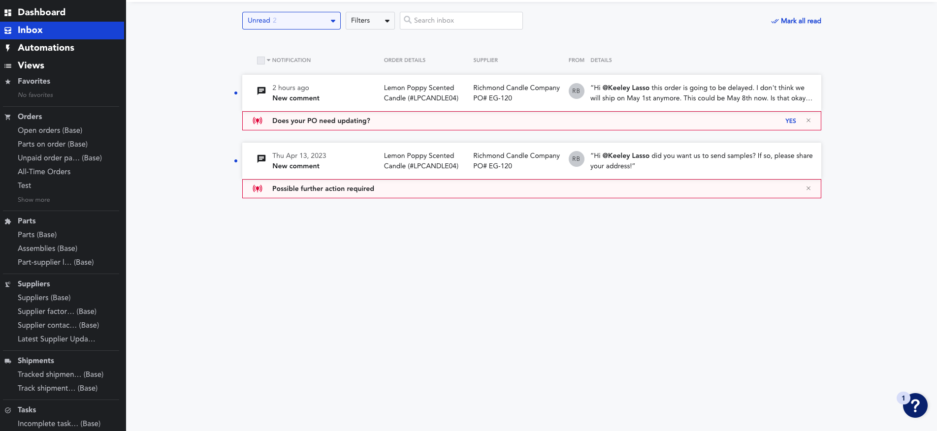 Utilize smart milestones from the global inbox – Sage Supply Chain ...